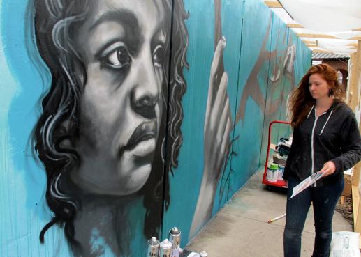 Living/Learning Center Mural Work Under Way