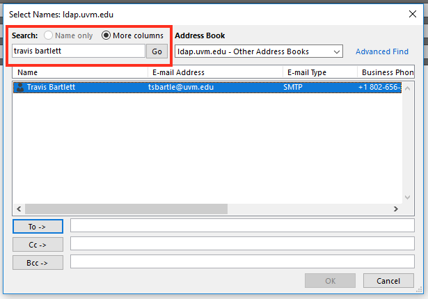Add UVM Address book to Outlook via LDAP – UVM Knowledge Base