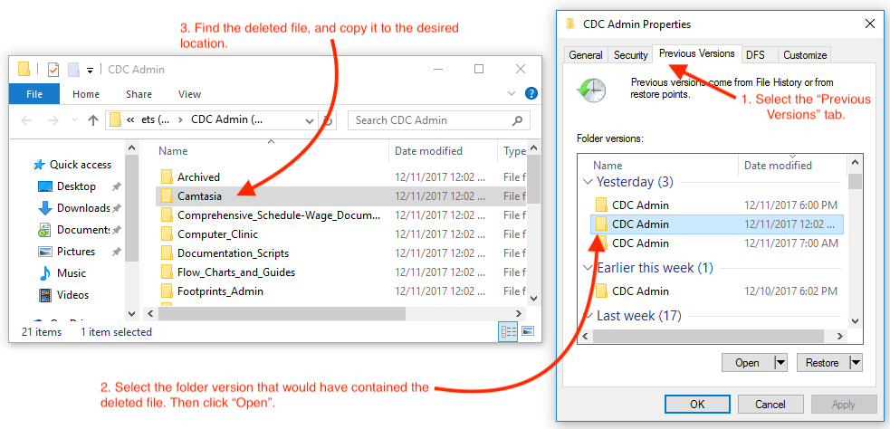 Using the Previous Versions tab to recover files – UVM Knowledge Base