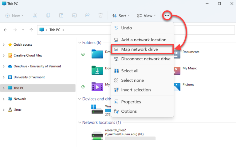 Accessing Network Folders – UVM Knowledge Base