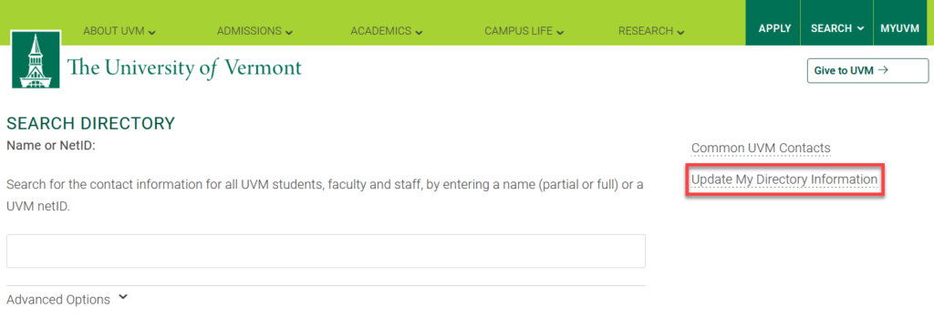 Changing your Default Email Address – UVM Knowledge Base