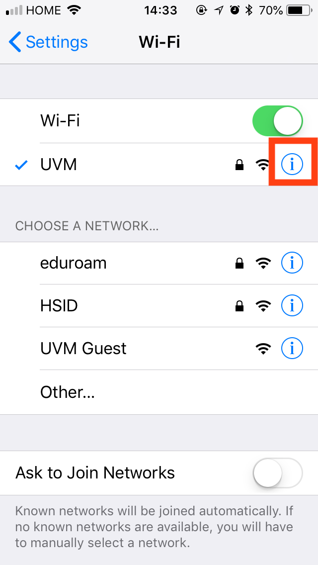 Forget a Wireless Network – UVM Knowledge Base