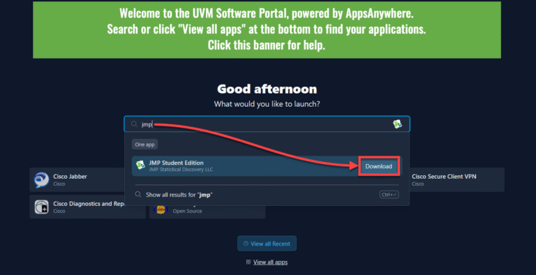 JMP Student Edition – UVM Knowledge Base