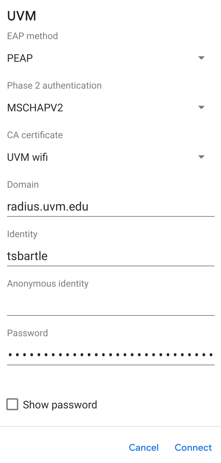 Connect to UVM Wireless – UVM Knowledge Base