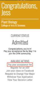 Admitted Students – UVM Knowledge Base