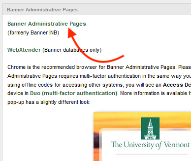 Banner Administrative Pages – Access and Login – UVM Knowledge Base