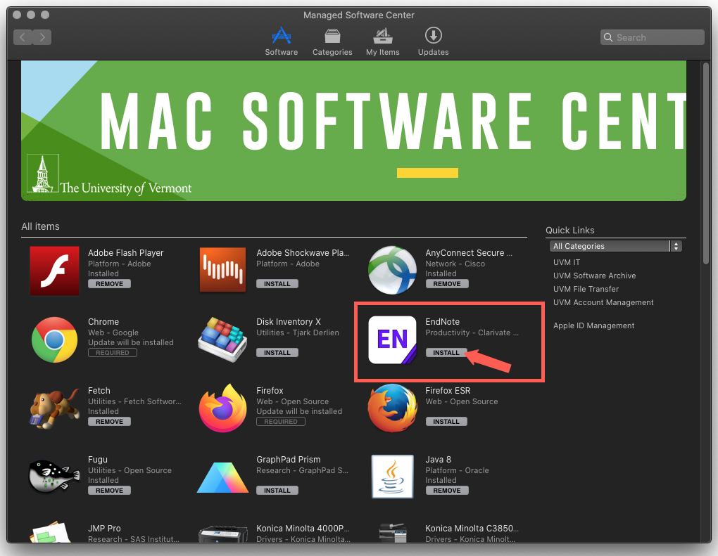 Managed Software Center – UVM Knowledge Base
