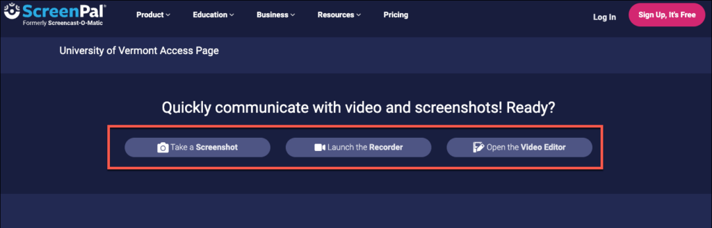 ScreenPal: Install & Setup – UVM Knowledge Base