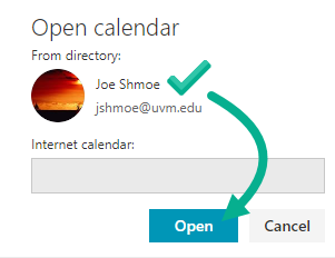 Adding a Calendar to Outlook – UVM Knowledge Base