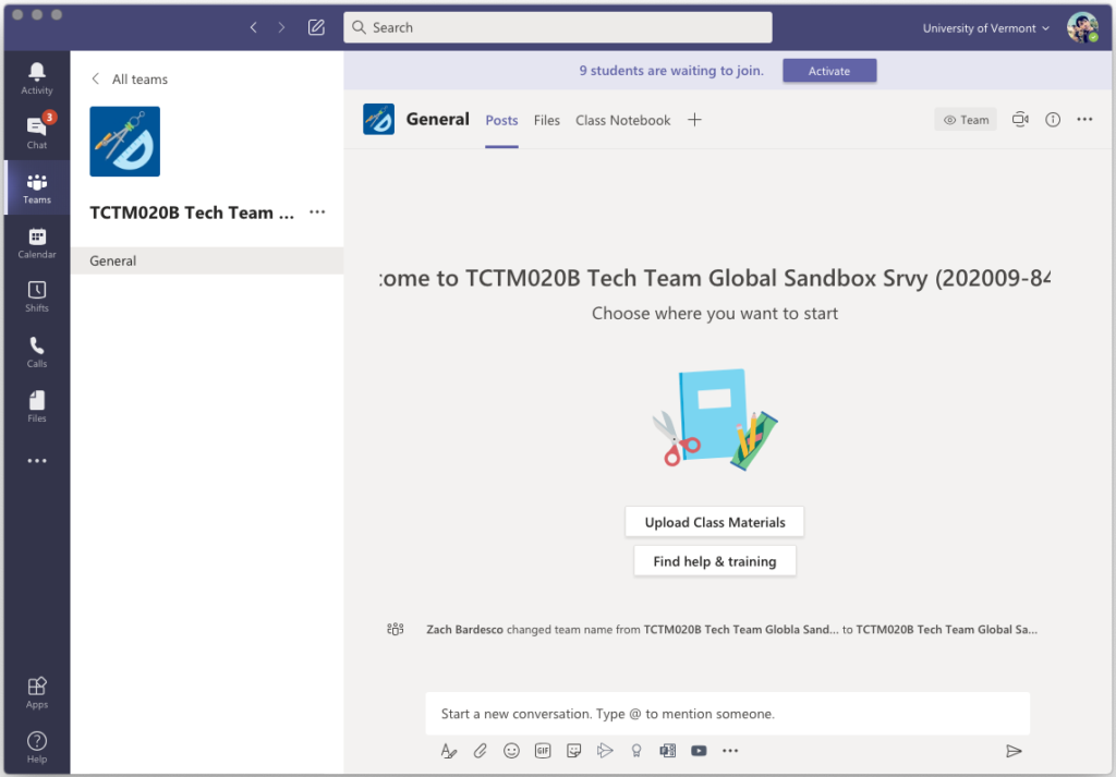 Microsoft Teams – Setting up your Class Team – UVM Knowledge Base
