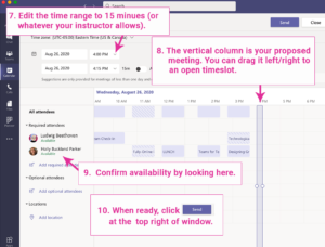 Microsoft Teams – Instructions for Students to Create Office Hours Appointments – UVM Knowledge Base
