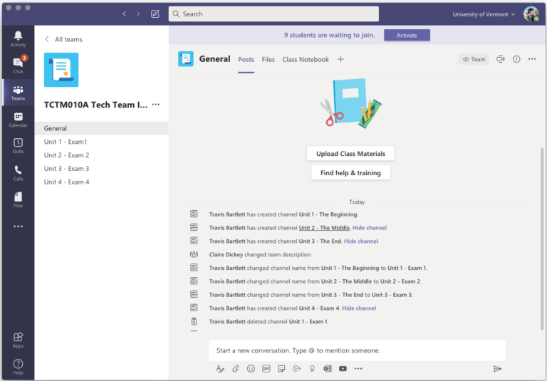 Microsoft Teams – Setting up your Class Team – UVM Knowledge Base