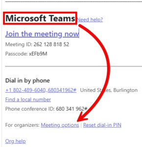 Microsoft Teams – Meeting Options – UVM Knowledge Base