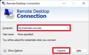 Research VMs – Remote Access – UVM Knowledge Base