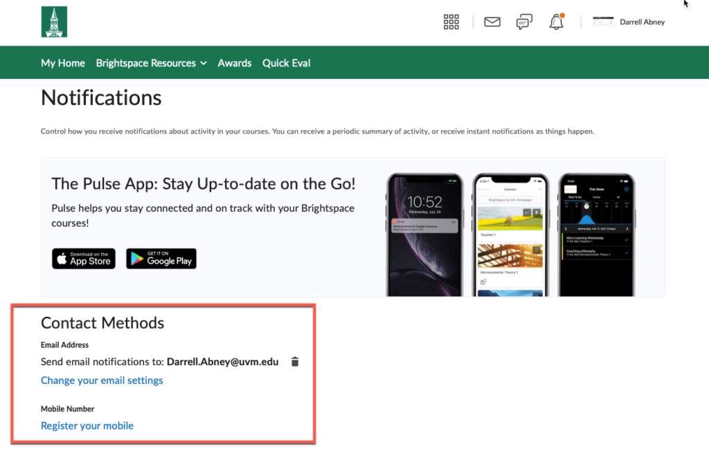 Brightspace – Email, Notifications, Profile, and Account Settings – UVM ...