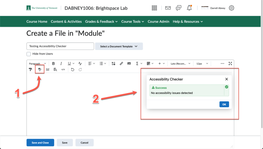 Brightspace – Accessibility Checker – UVM Knowledge Base Brightspace – Accessibility Checker – UVM Knowledge Base