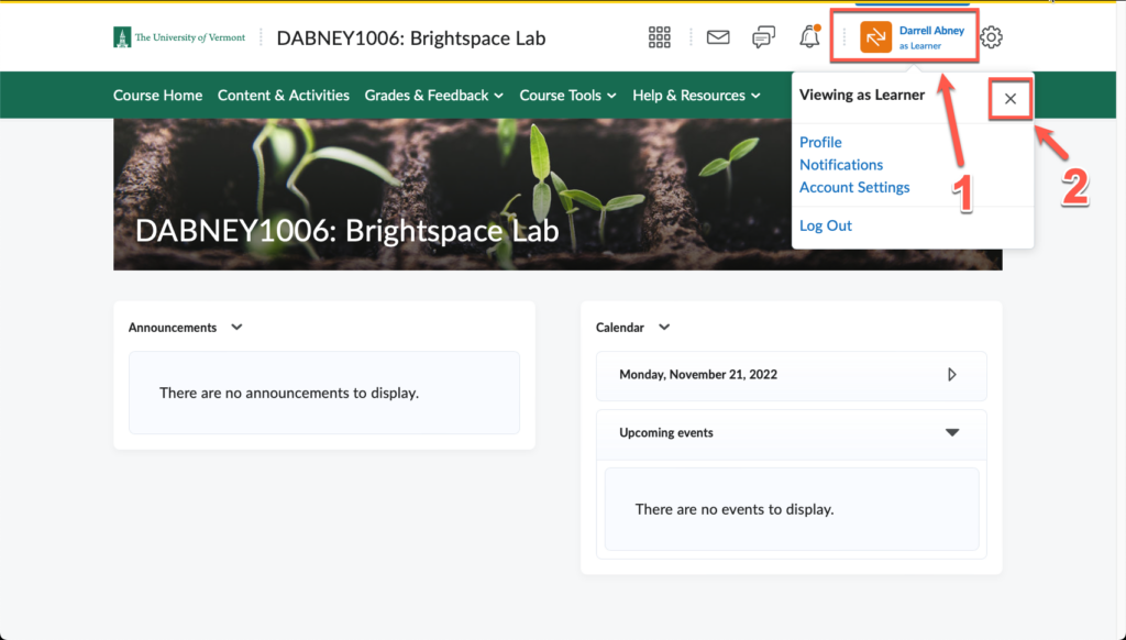 Brightspace – Learner View – UVM Knowledge Base