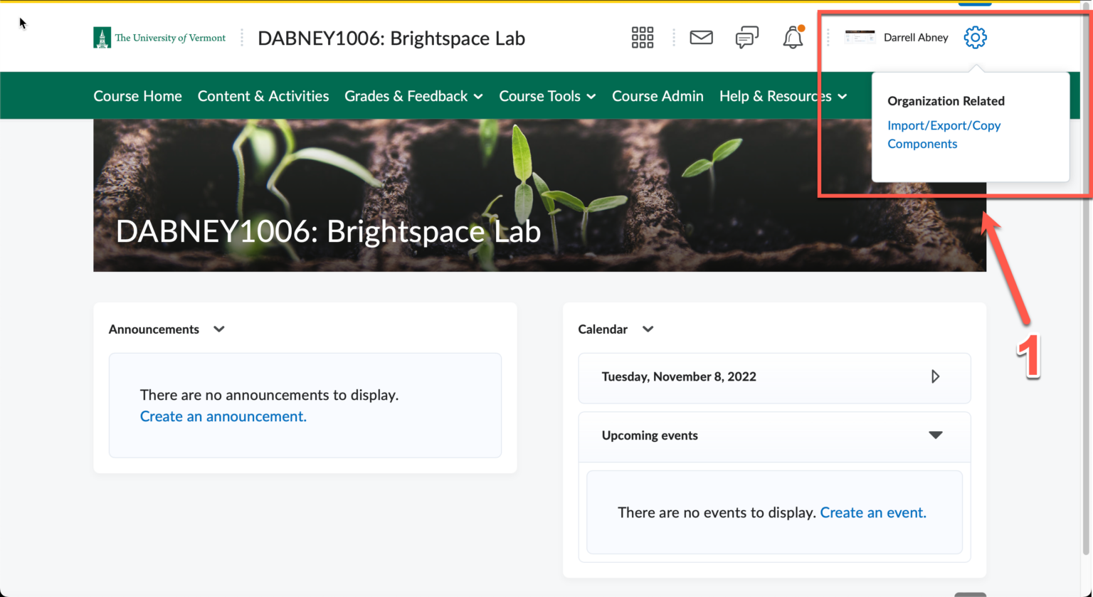 Brightspace – Import Course/Export/Copy – UVM Knowledge Base