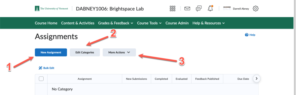 Brightspace – Assignments – UVM Knowledge Base