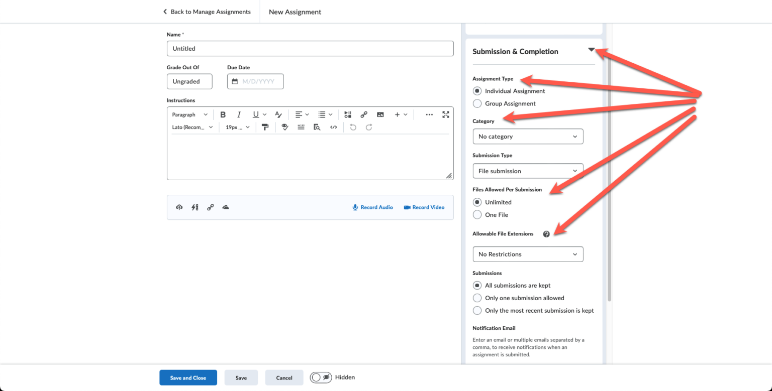 Brightspace – Assignments – UVM Knowledge Base