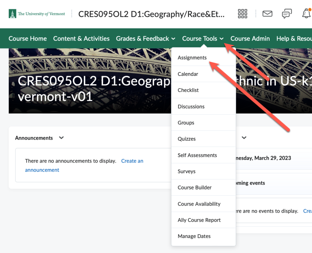 Brightspace – Assignments – UVM Knowledge Base