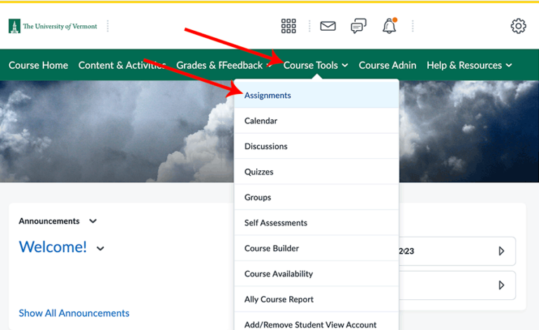 Brightspace – Assignments – UVM Knowledge Base