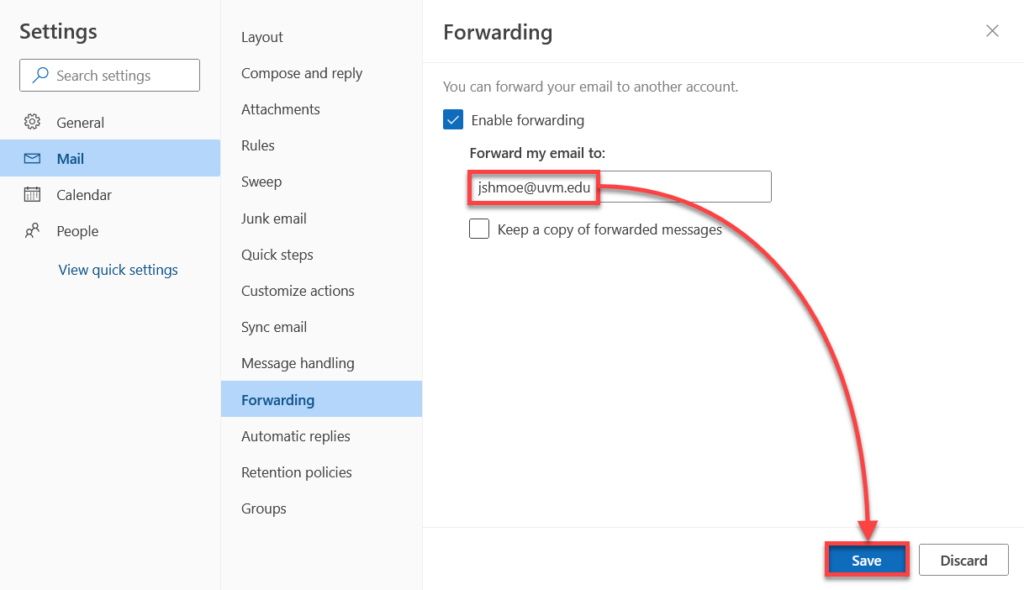 Filtering and Forwarding Emails in Outlook – UVM Knowledge Base