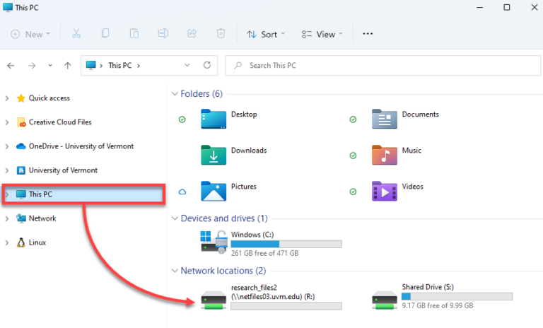 Accessing Network Folders – UVM Knowledge Base