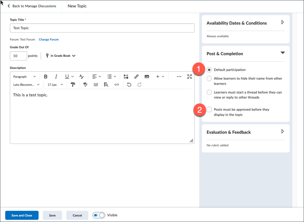 Brightspace – Discussions – UVM Knowledge Base