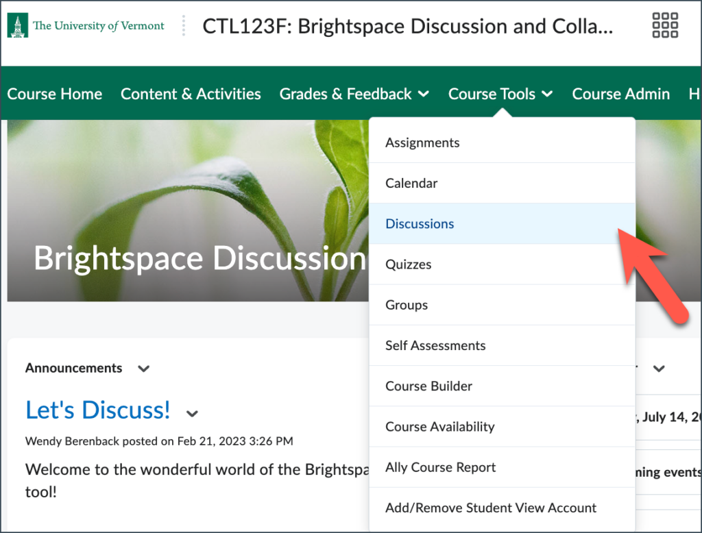 Brightspace – Discussions – UVM Knowledge Base