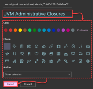 Adding and Subscribing to Campus Calendars – UVM Knowledge Base