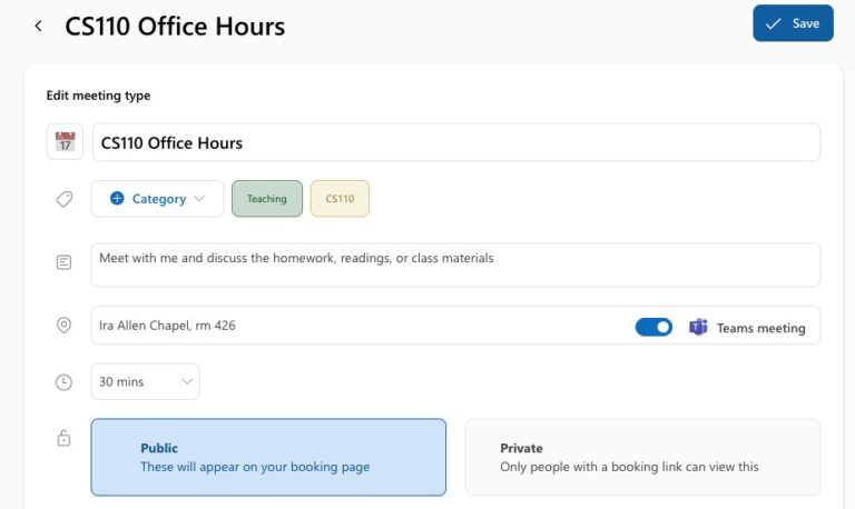 Microsoft Bookings with Me – Setting up Bookable Time – UVM Knowledge Base