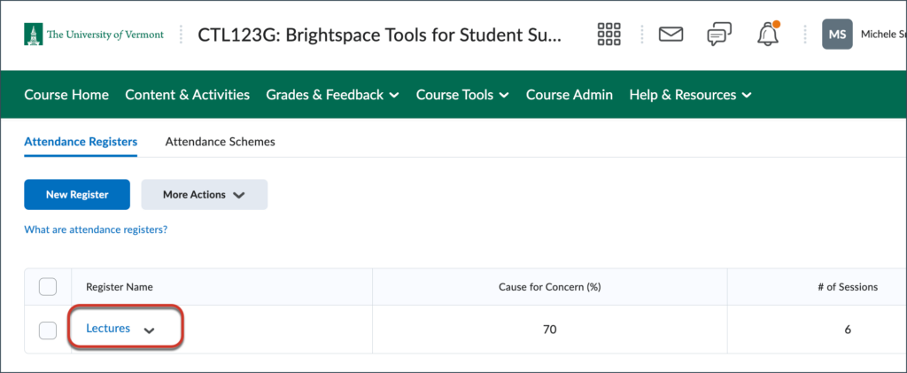 Brightspace: Attendance Tool – UVM Knowledge Base