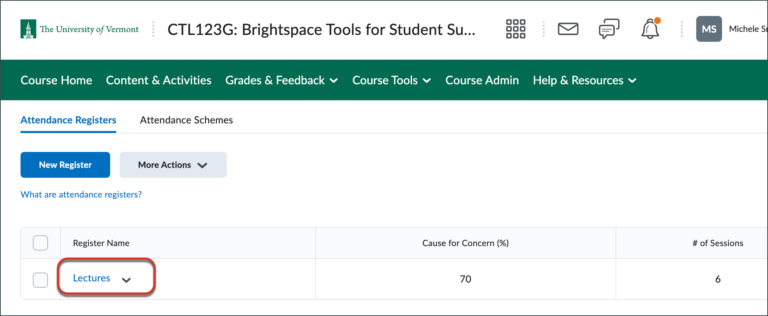 Brightspace: Attendance Tool – UVM Knowledge Base