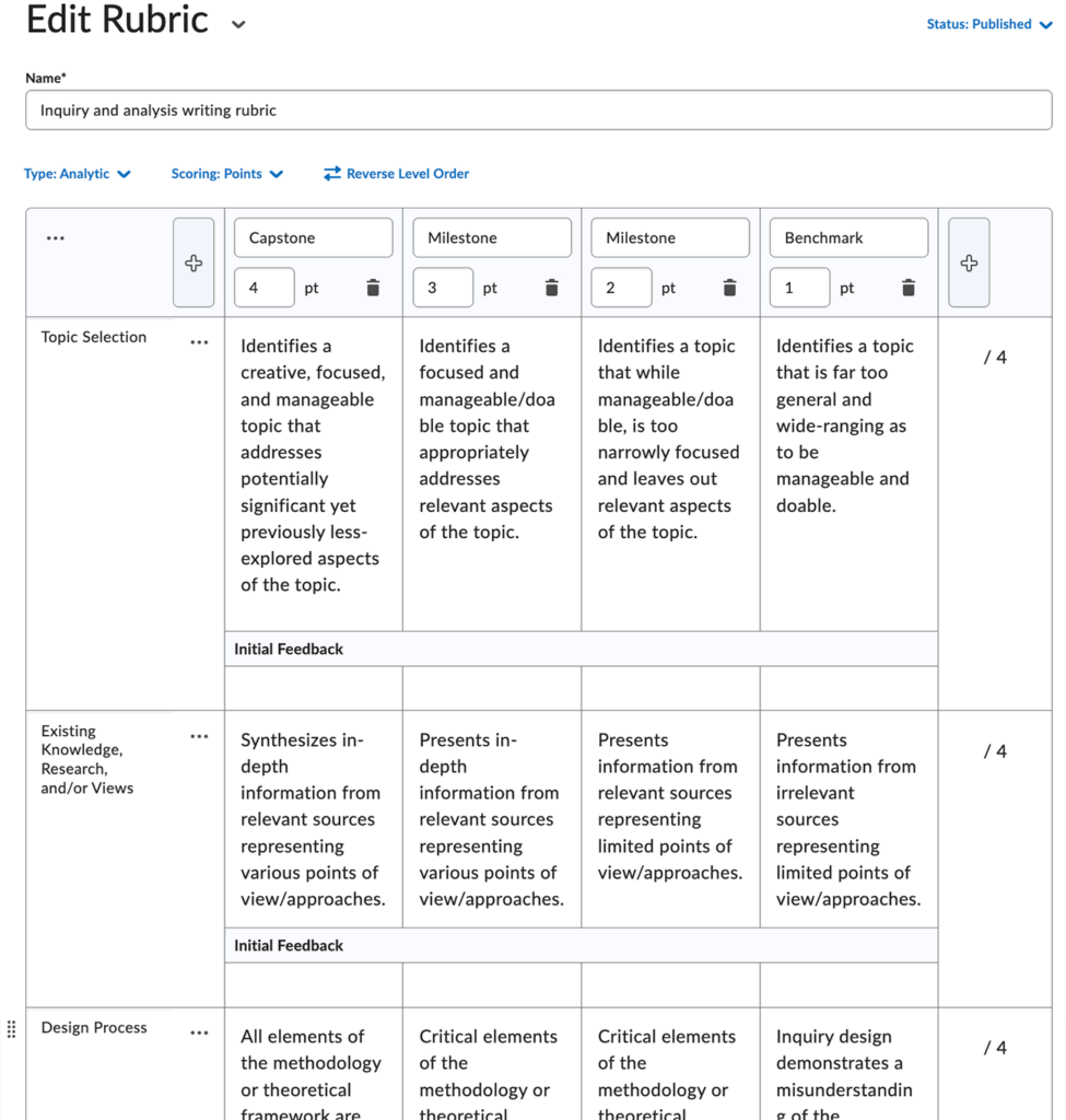 Brightspace – Creating and Grading with Rubrics – UVM Knowledge Base