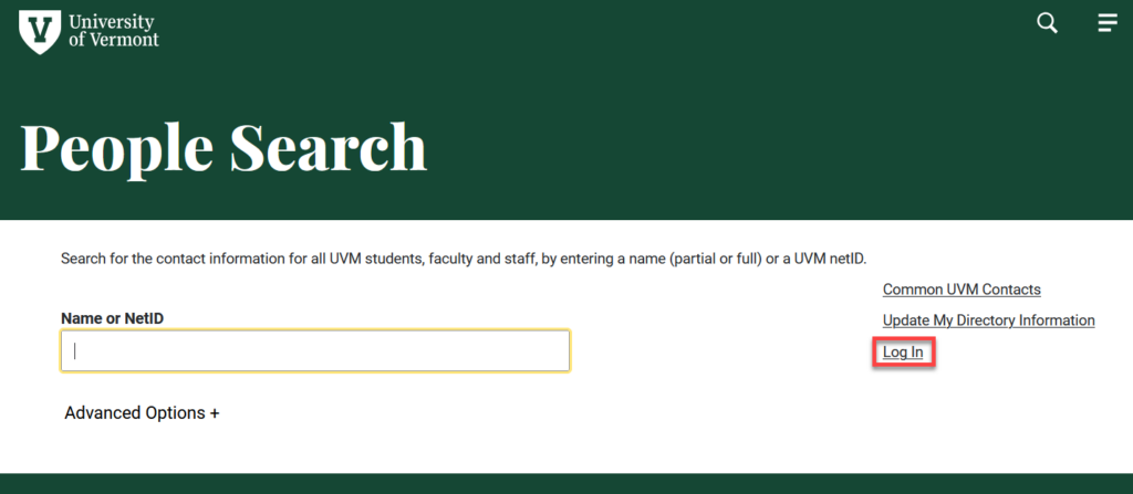 NetID Lookup – UVM Knowledge Base