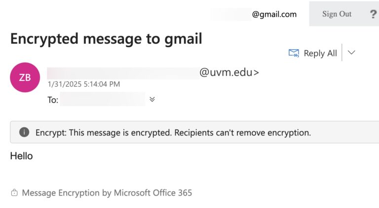 Microsoft Outlook – Encrypting an Email Message – UVM Knowledge Base