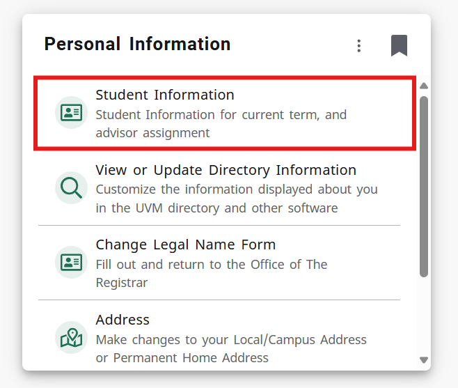 myUVM – Personal Information for Students – UVM Knowledge Base