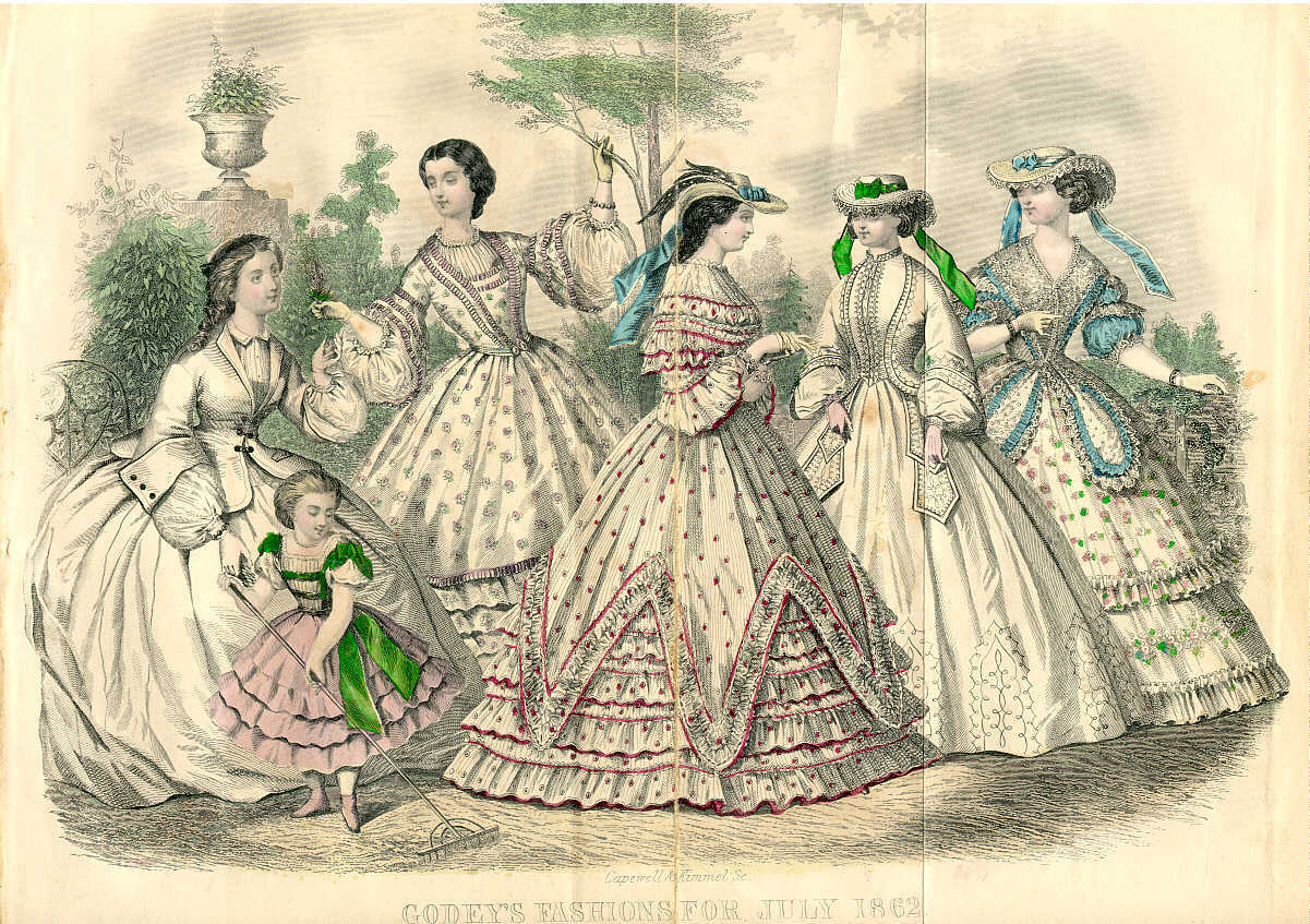 Godey's July 1862 | Fashion plates, Fashion prints, Civil war fashion