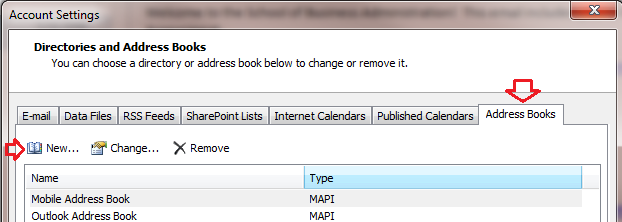 19. On the Address books tab, click ‘New…’