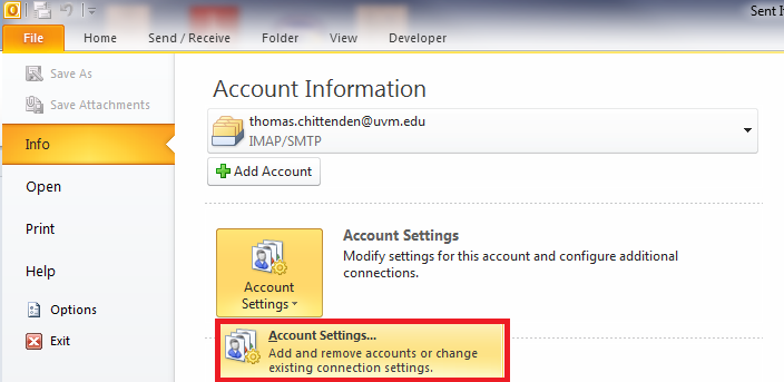 14. On the Email tab, double click the account inthe list